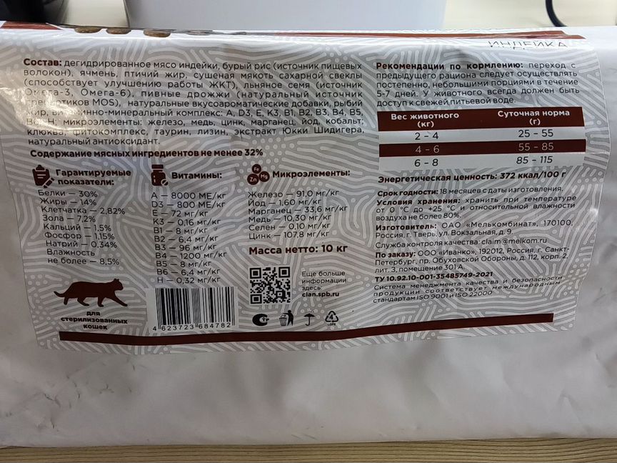 Сухой корм Clan Classic Sterilized для кошек 1.5кг