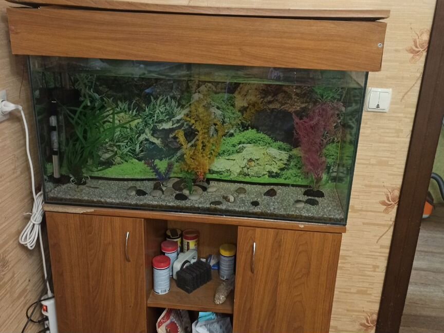 Аквариум с тумбой бу 100л