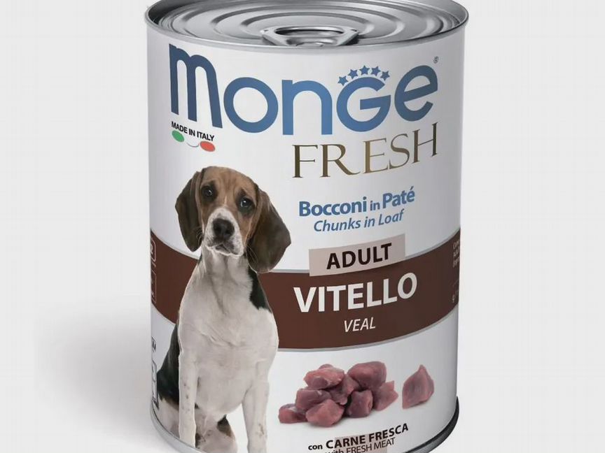 Влажный корм для собак monge Dog Fresh с телятиной
