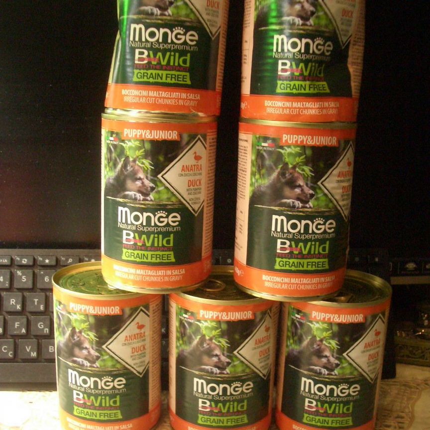 Корм консервы для собак щенков Monge влажный 7штук