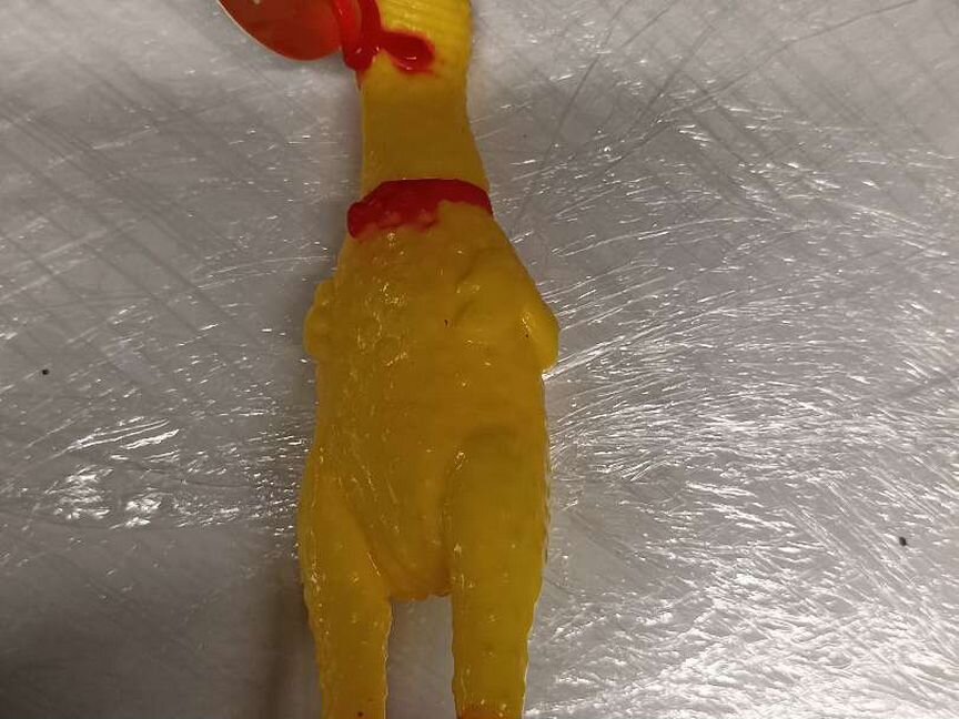 Игрушка-пищалка в виде курицы для игры с собакой