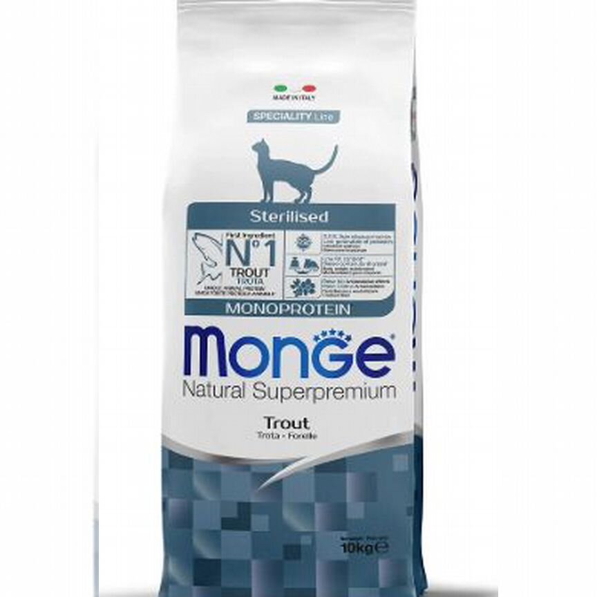 Корм для кошек Monge Sterilized (Форель) 10 кг