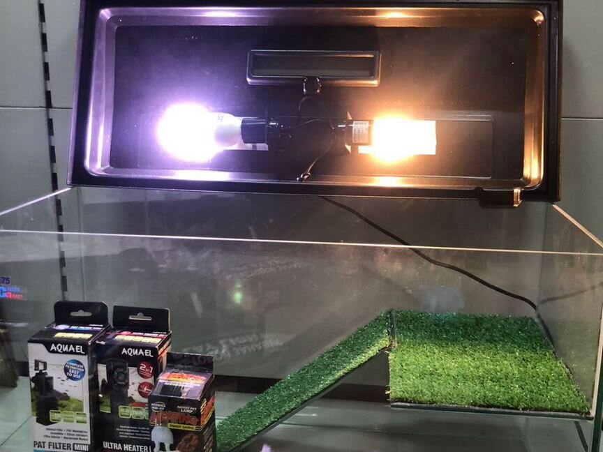 Черепашник с уф лампой, фильтр, нагреват 55, 75 л