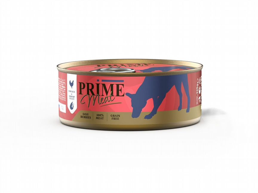 Prime консервы для собак курица с креветкой, филе