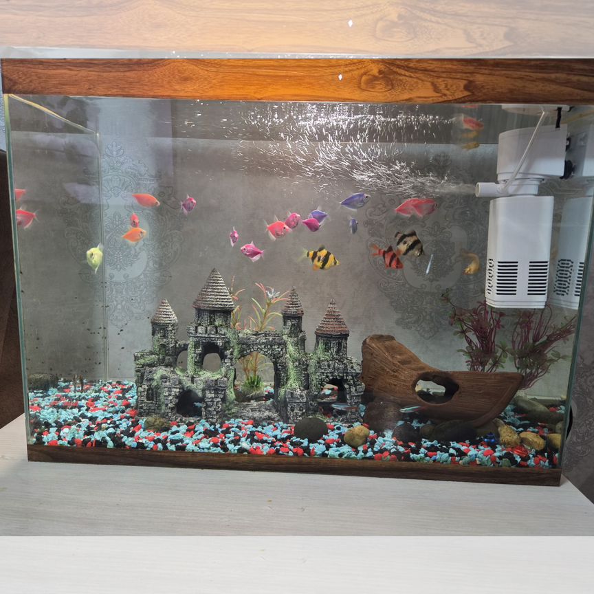 Аквариум с рыбками 80л
