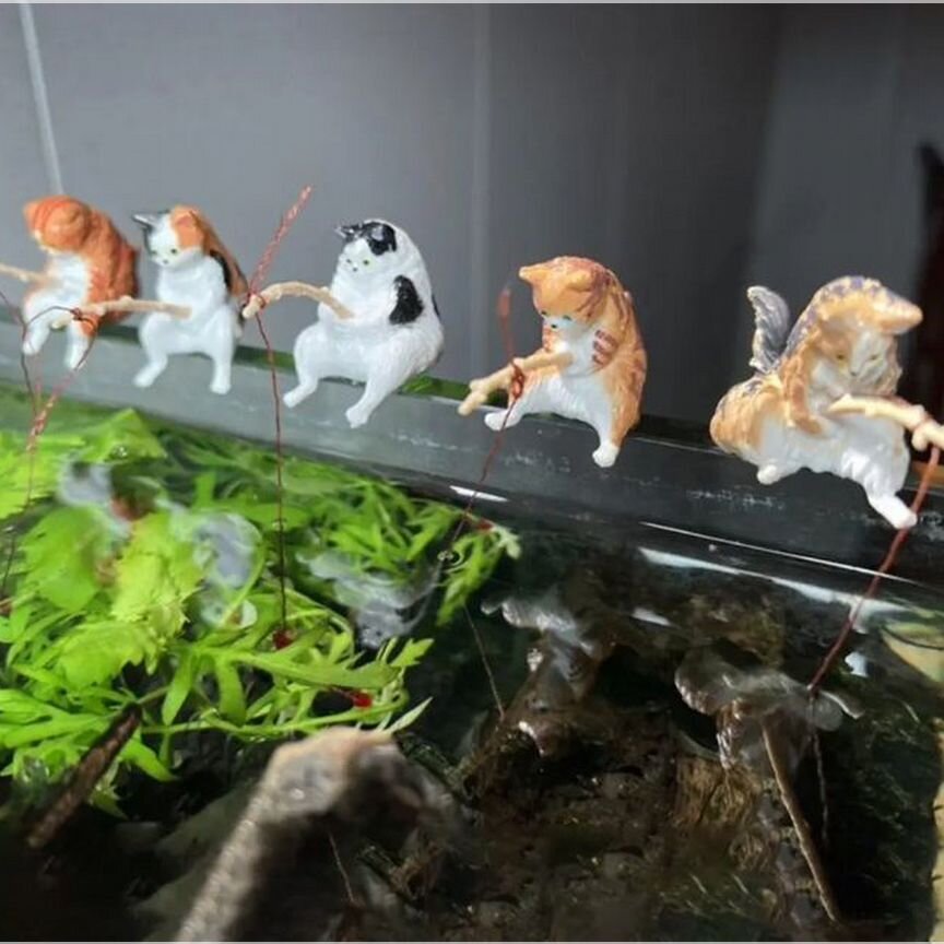 Украшение для аквариума "Кот рыболов"