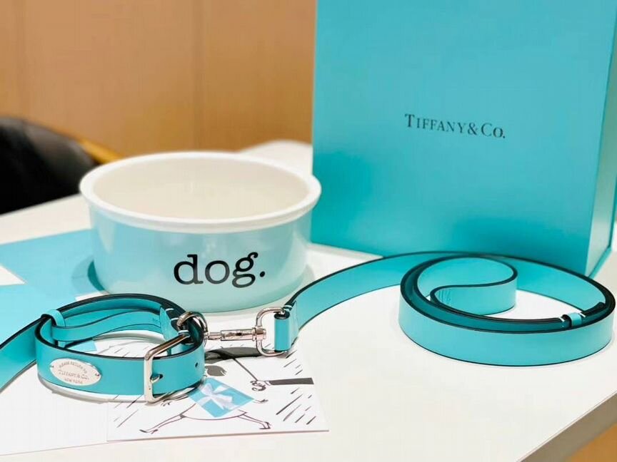 Миски для собак, поводок, ошейник Tiffany