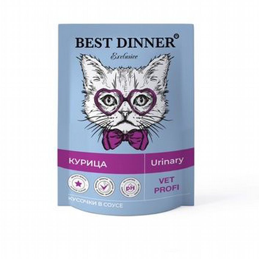 Упаковка 24 пауча Best Dinner Urinary кусочки в со