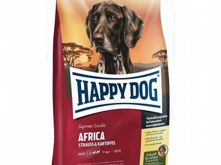 Happy Dog Африка для собак с мясом страуса 12.5