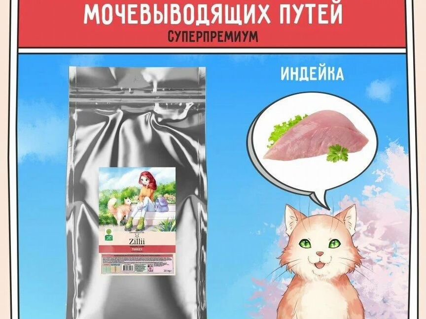 Зилли д/кош Urinary Индейка 10кг