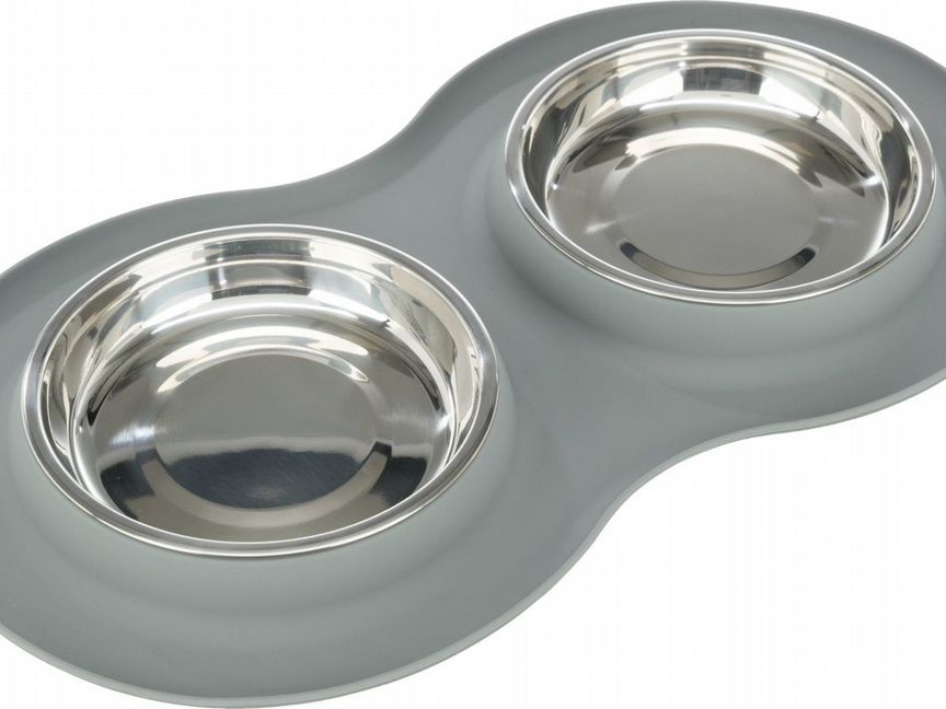 Trixie миски, силикон/сталь, серый