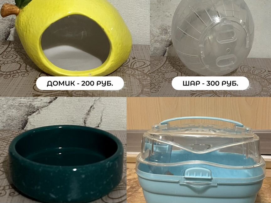 Миска, переноска, домик и шар для хомяка