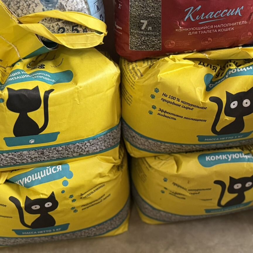 Кошачий туалет: catsan, комкующийся, pi pi bent