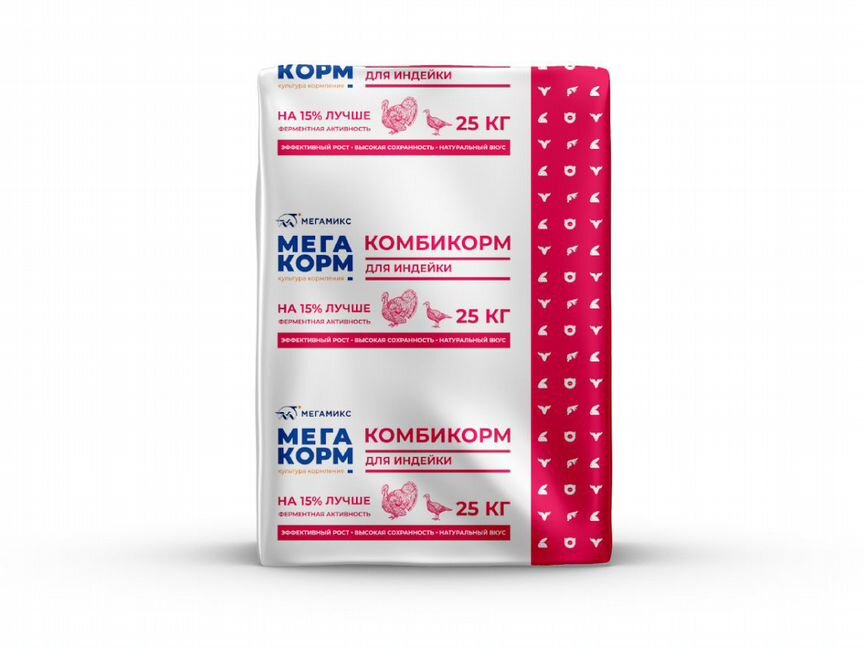 Комбикорм Мега Корм для индейки рост 25кг
