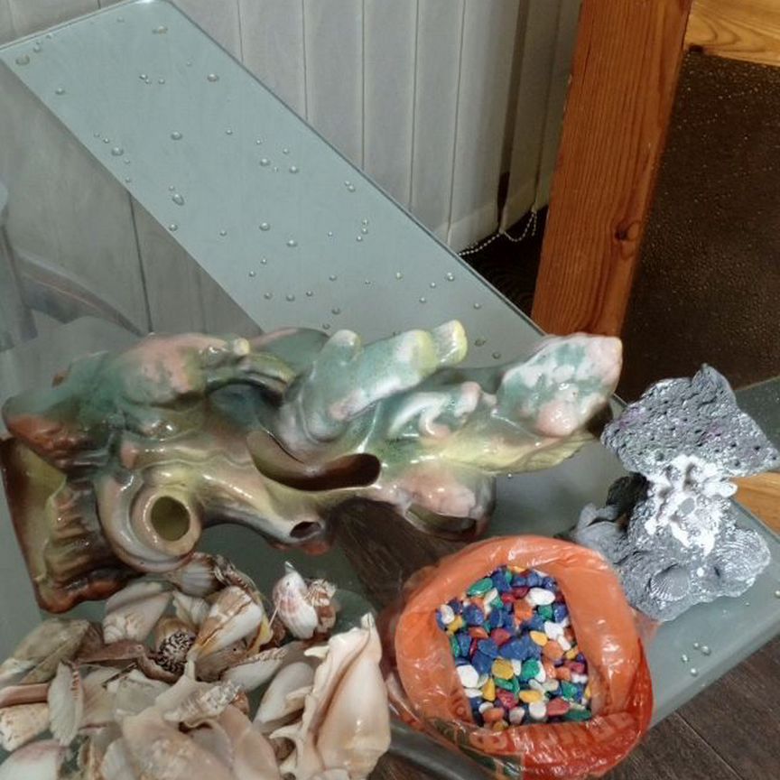 Ракушки, грот, гальки цветные