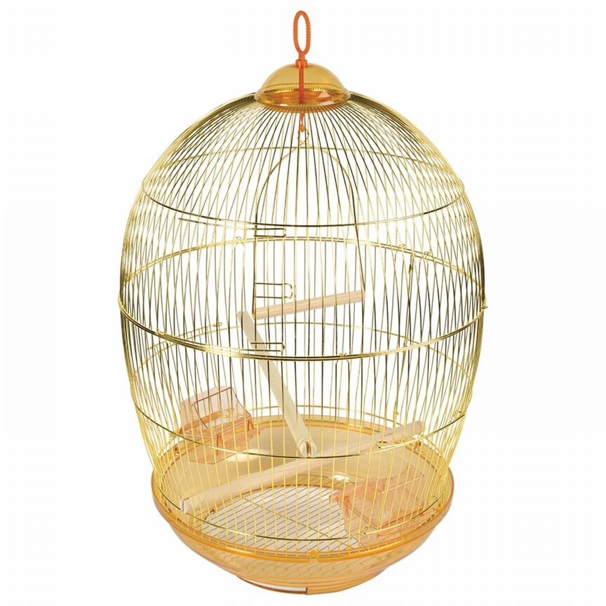 Золотая круглая клетка для птиц, тм Triol