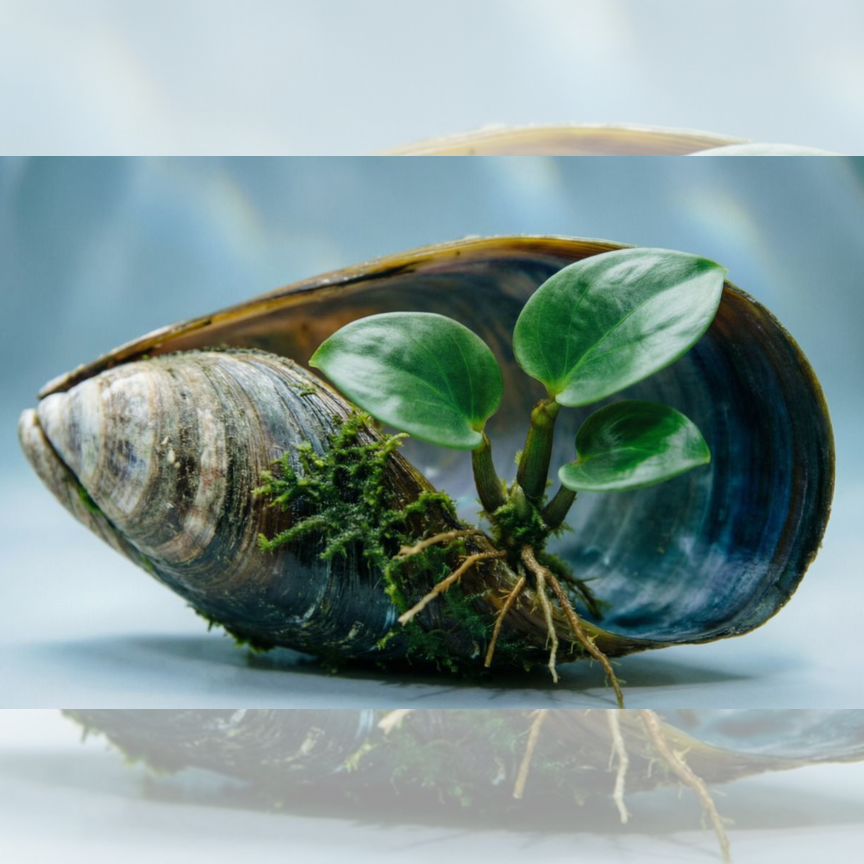 Анубиас на ракушке в аквариум (эко-декор)