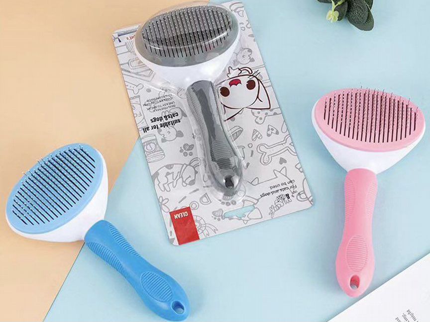 Пуходерка для кошек собак с кнопкой груминг опт