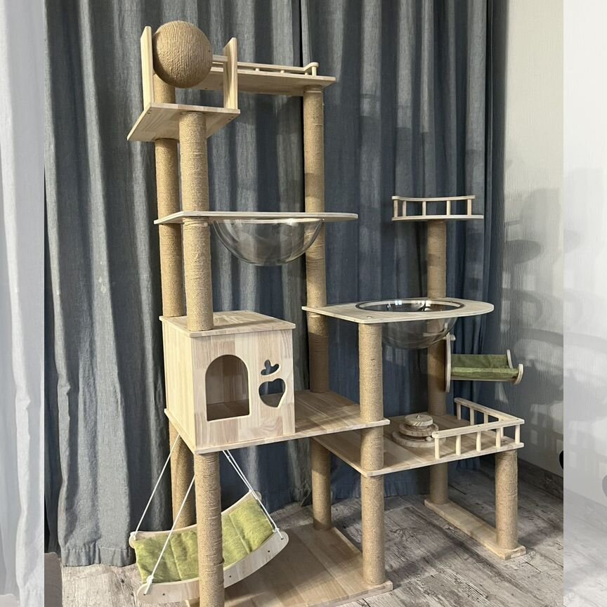 Домик для кошки высокий с когтеточкой