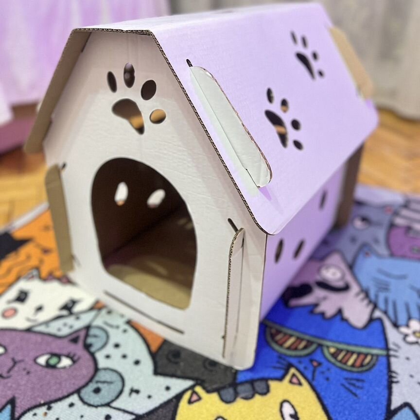 Домик для кошки картонный