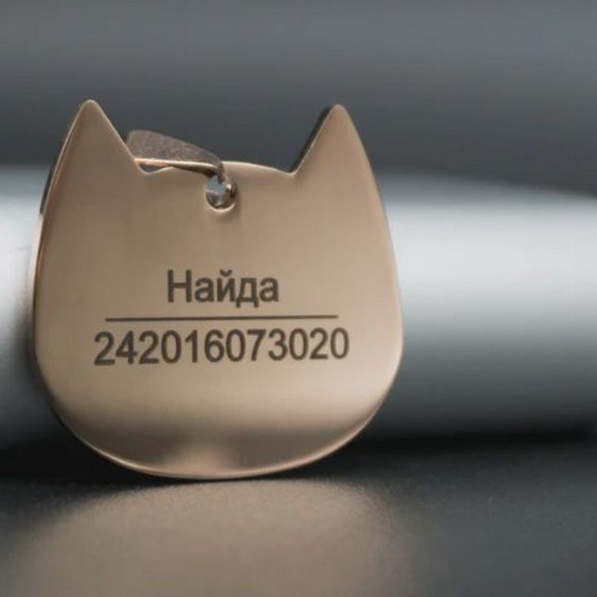 Именная бирка для кошки RoseGold-Cat, Big Size