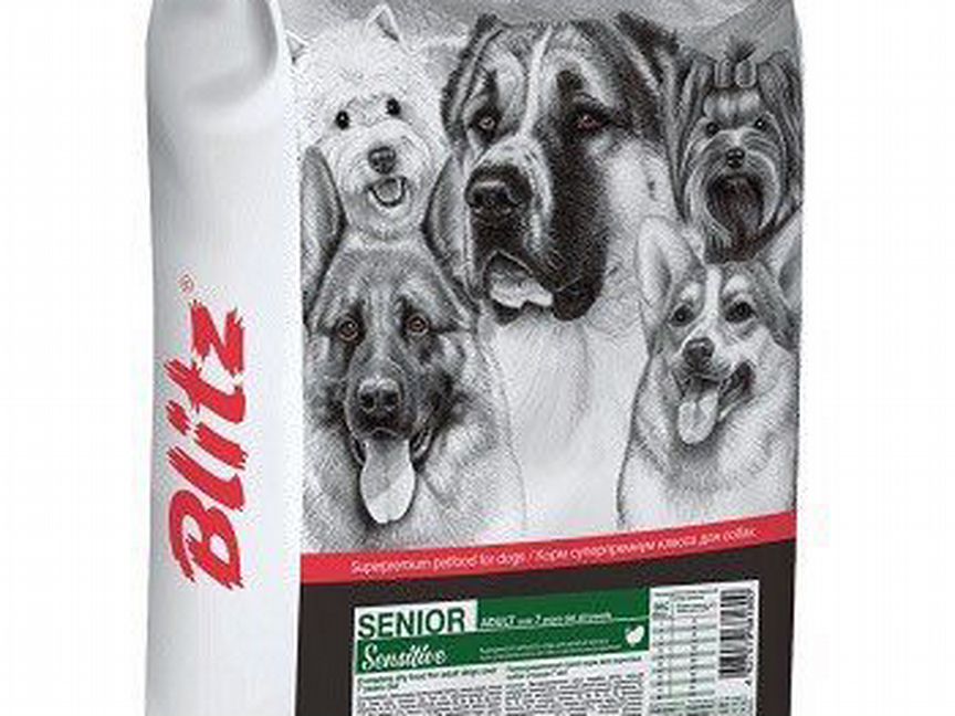 Blitz Sensitive Senior сухой корм для собак 15кг