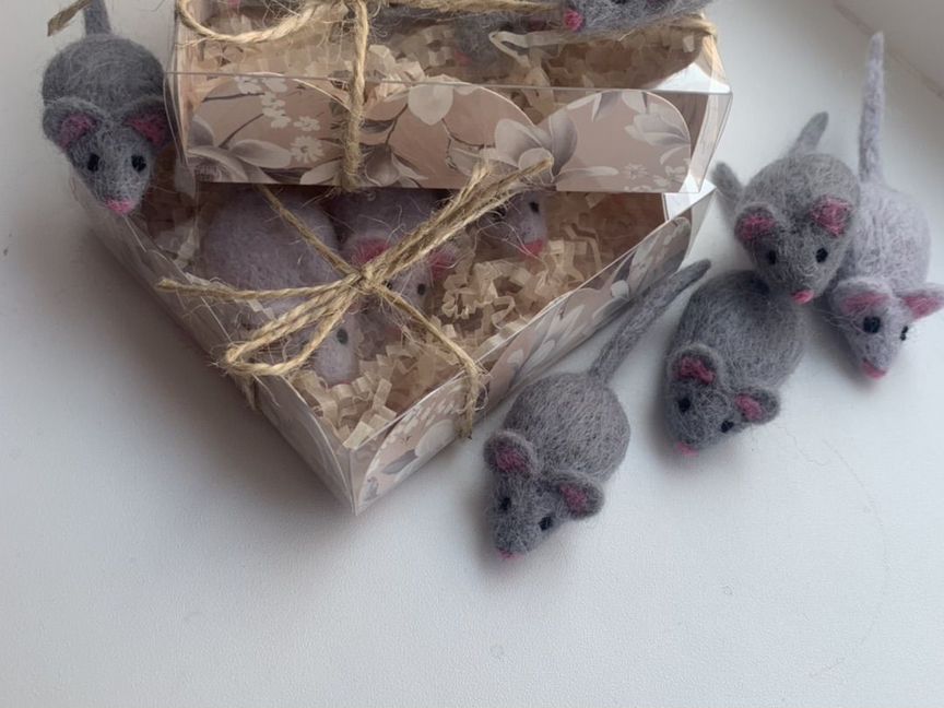 Мышка игрушка для кота, натуральная шерсть