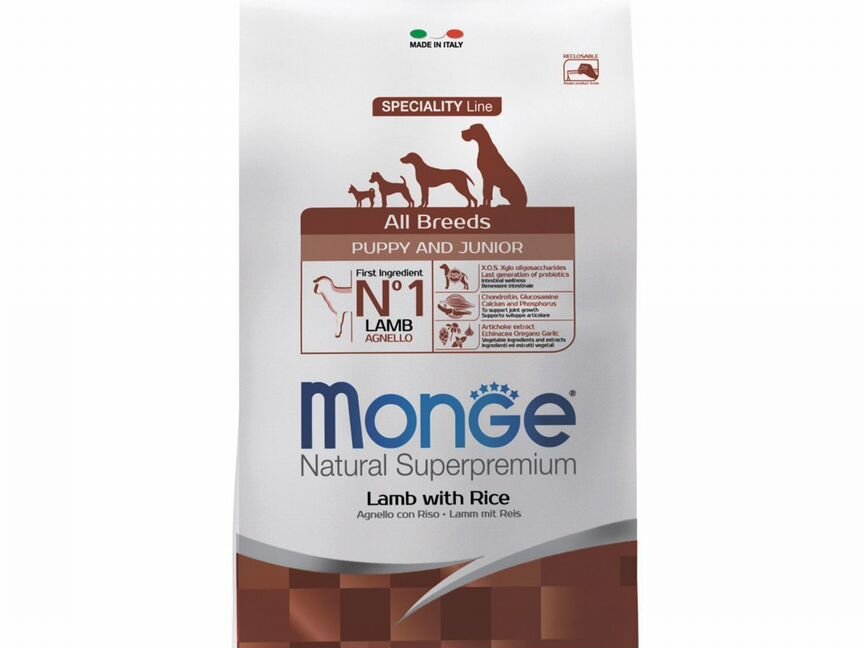 Корм Monge Puppy&Junior с ягненком 2,5 кг