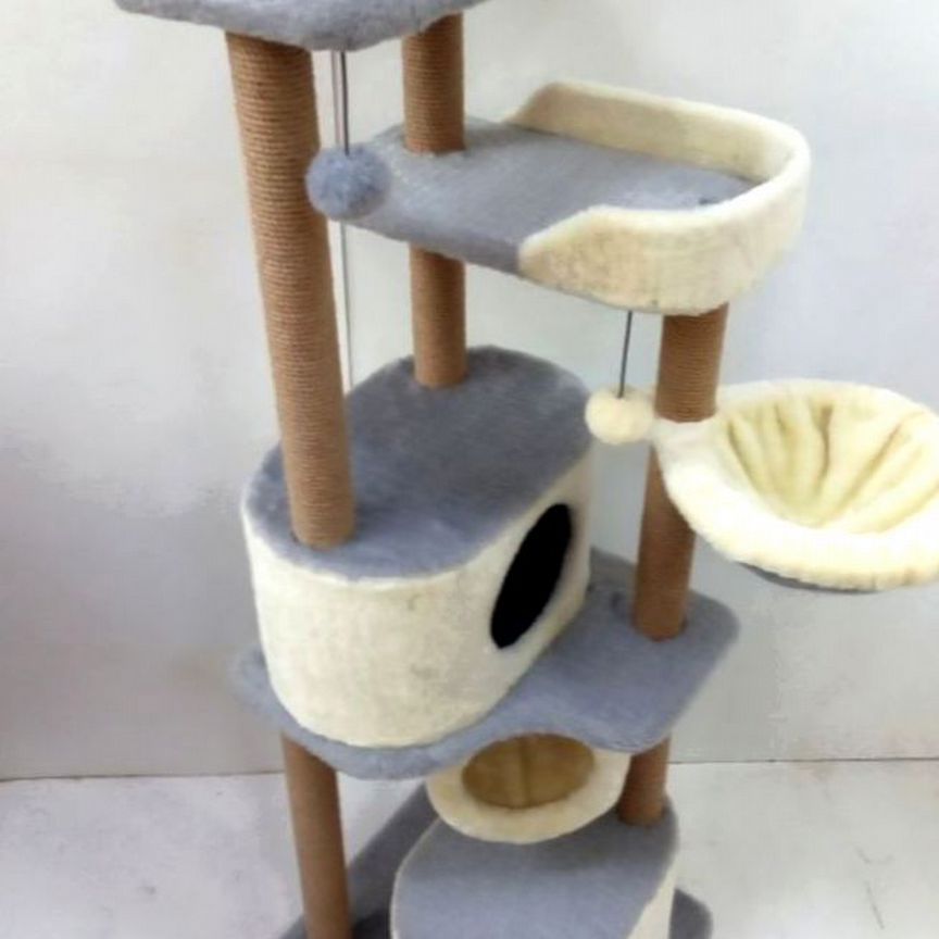 Милая когтеточка с домиками и гамаком c гарантией