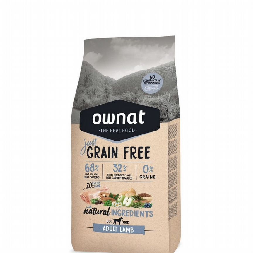 Ownat Grain Free корм для собак Ягненок 14 кг
