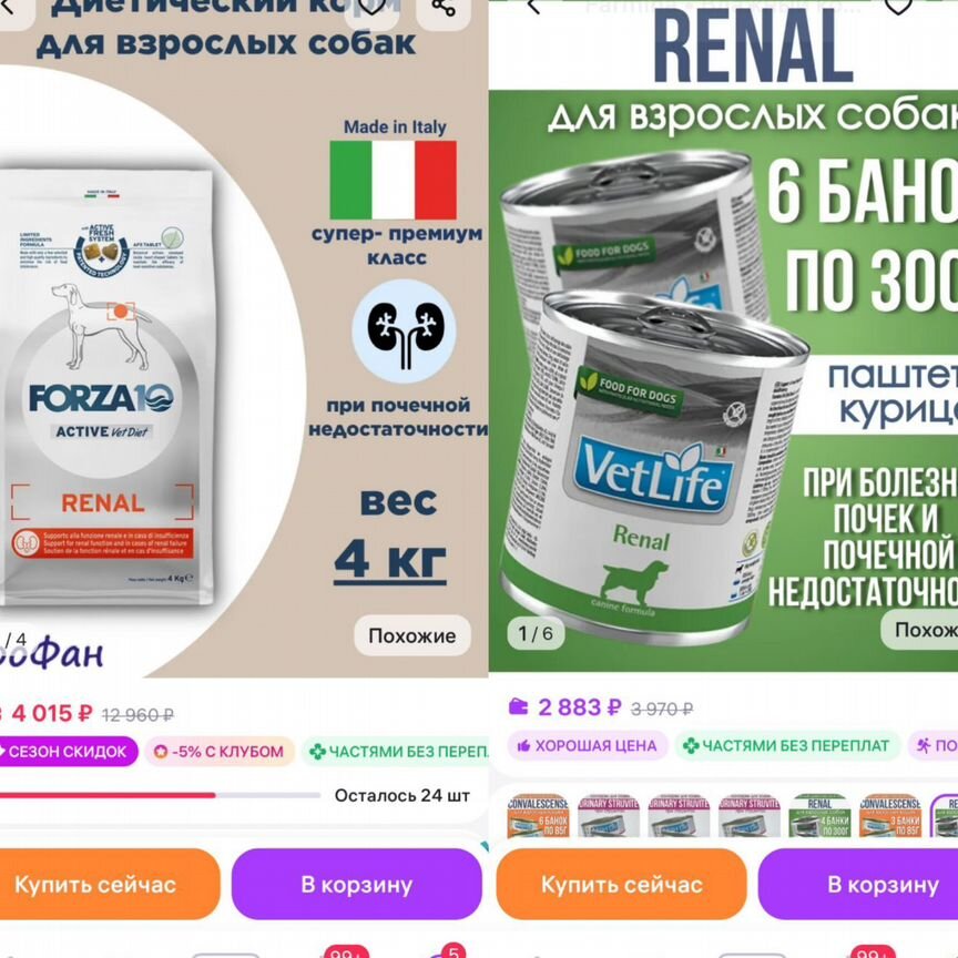 Корм для собак ренал