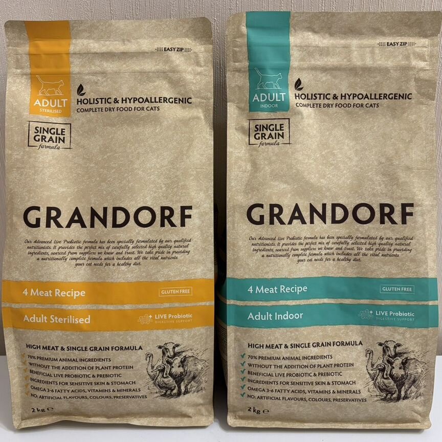 Сухой корм для кошек Grandorf 4 вида мяса,2 кг