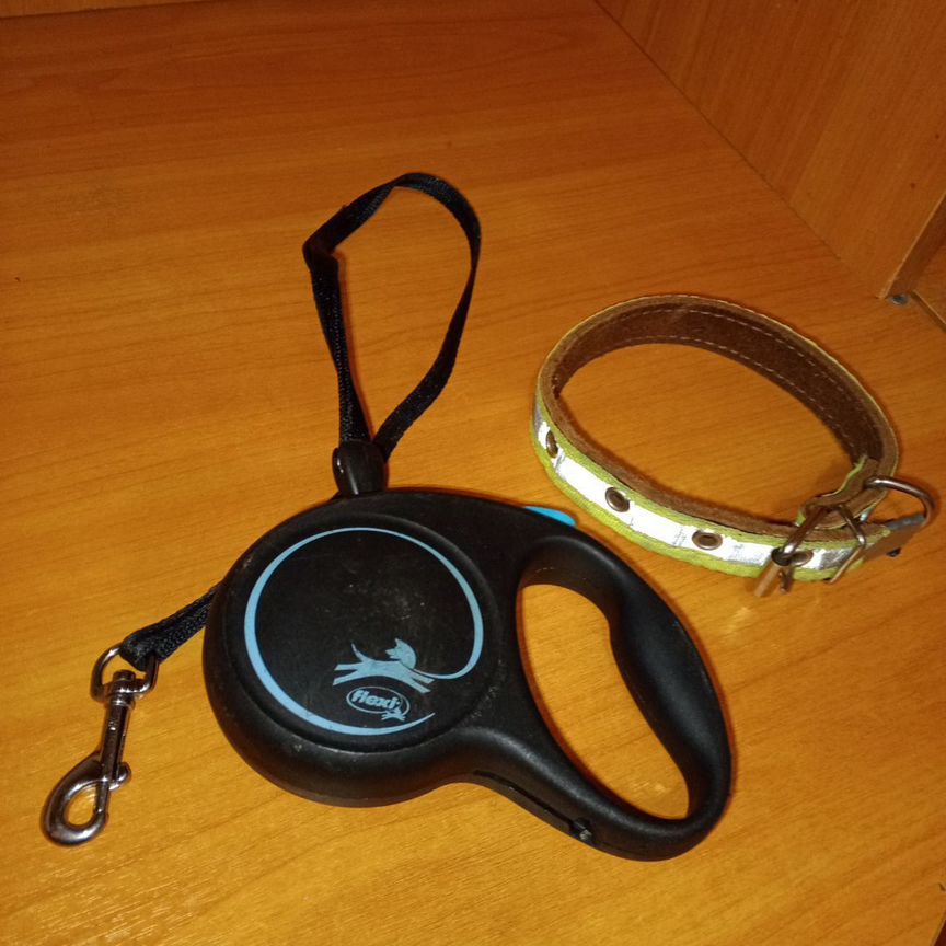 Поводок рулетка для собак, миска, ошейник