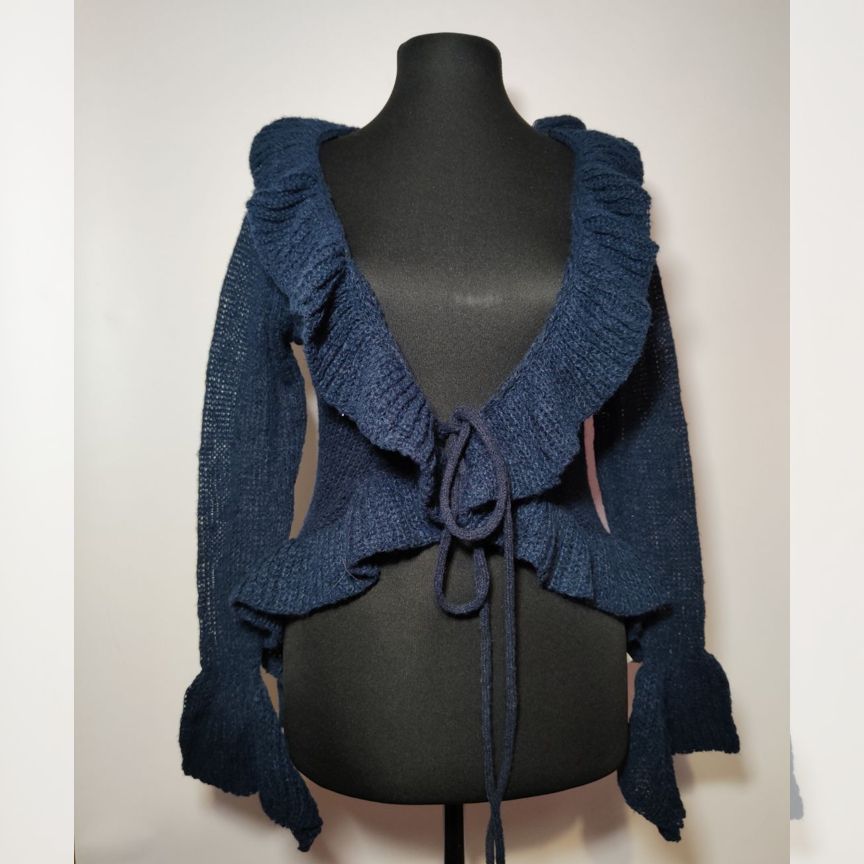 Вязаный кардиган с оборками y2k